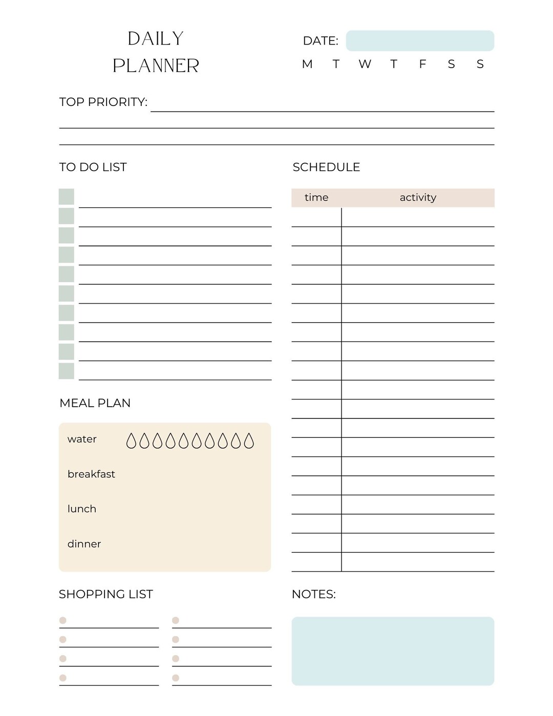 Printable Daily Task List, Immediate Access, Simplistic Productivity ...
