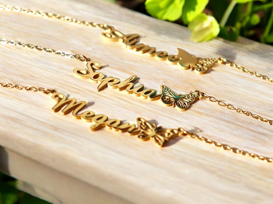 Custom Butterfly Name Necklace – Personalized Stainless Steel Pendant ...