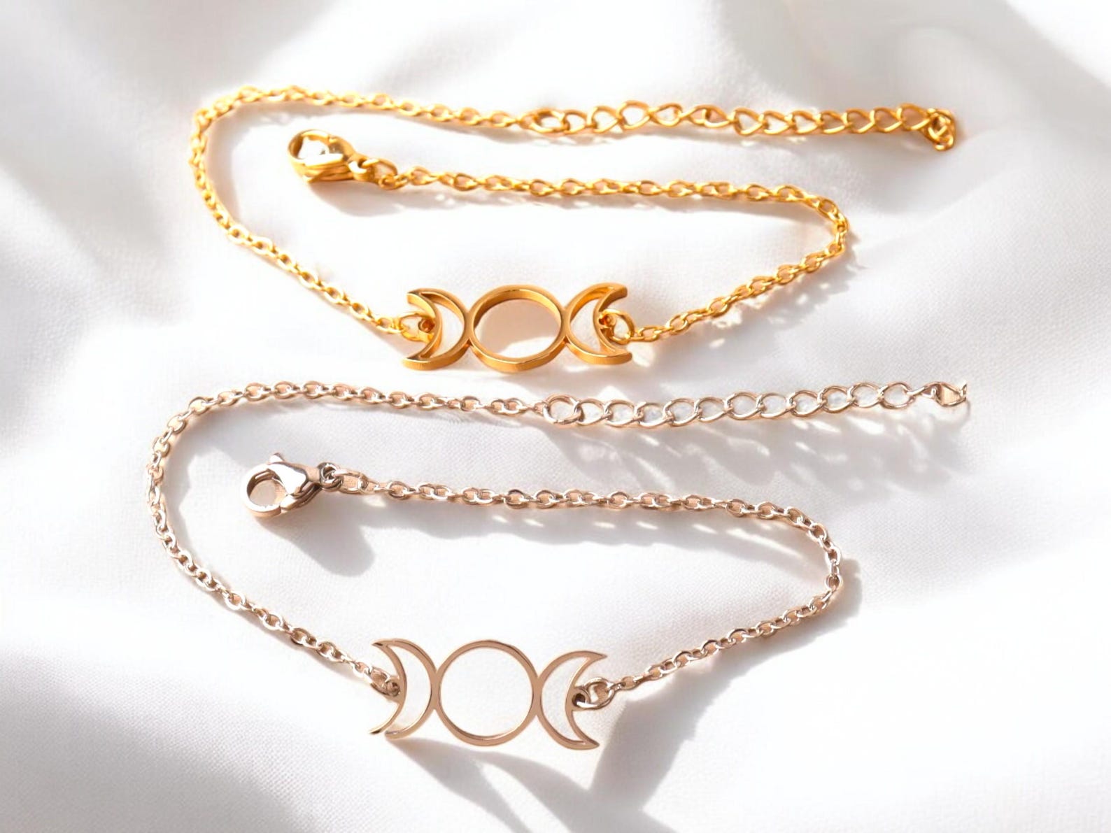 Triple Moon Goddess Bracelet - Stainless Steel Hecate Jewelry - Etsy