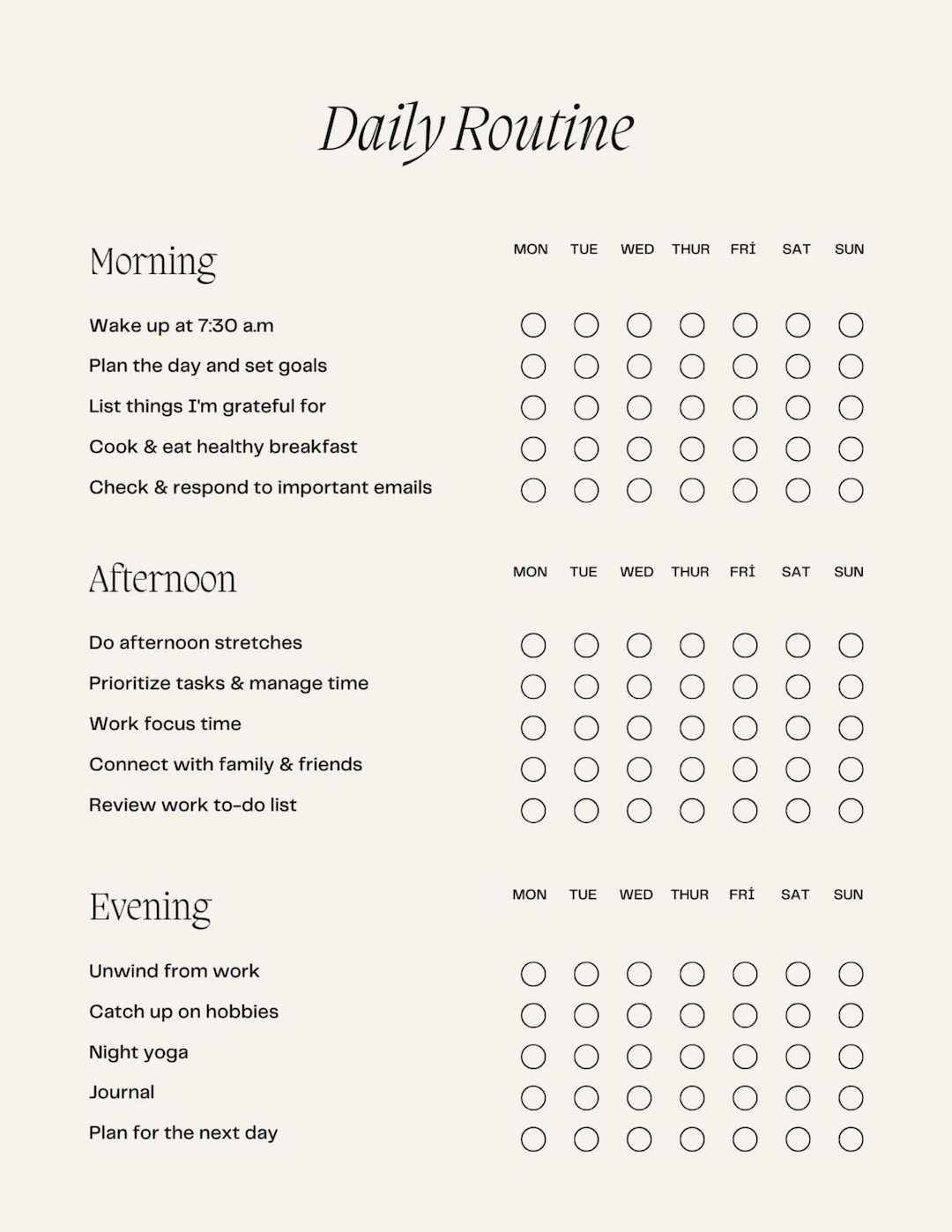 Daily Routine Planner - Morning, Afternoon and Evening Schedule ...