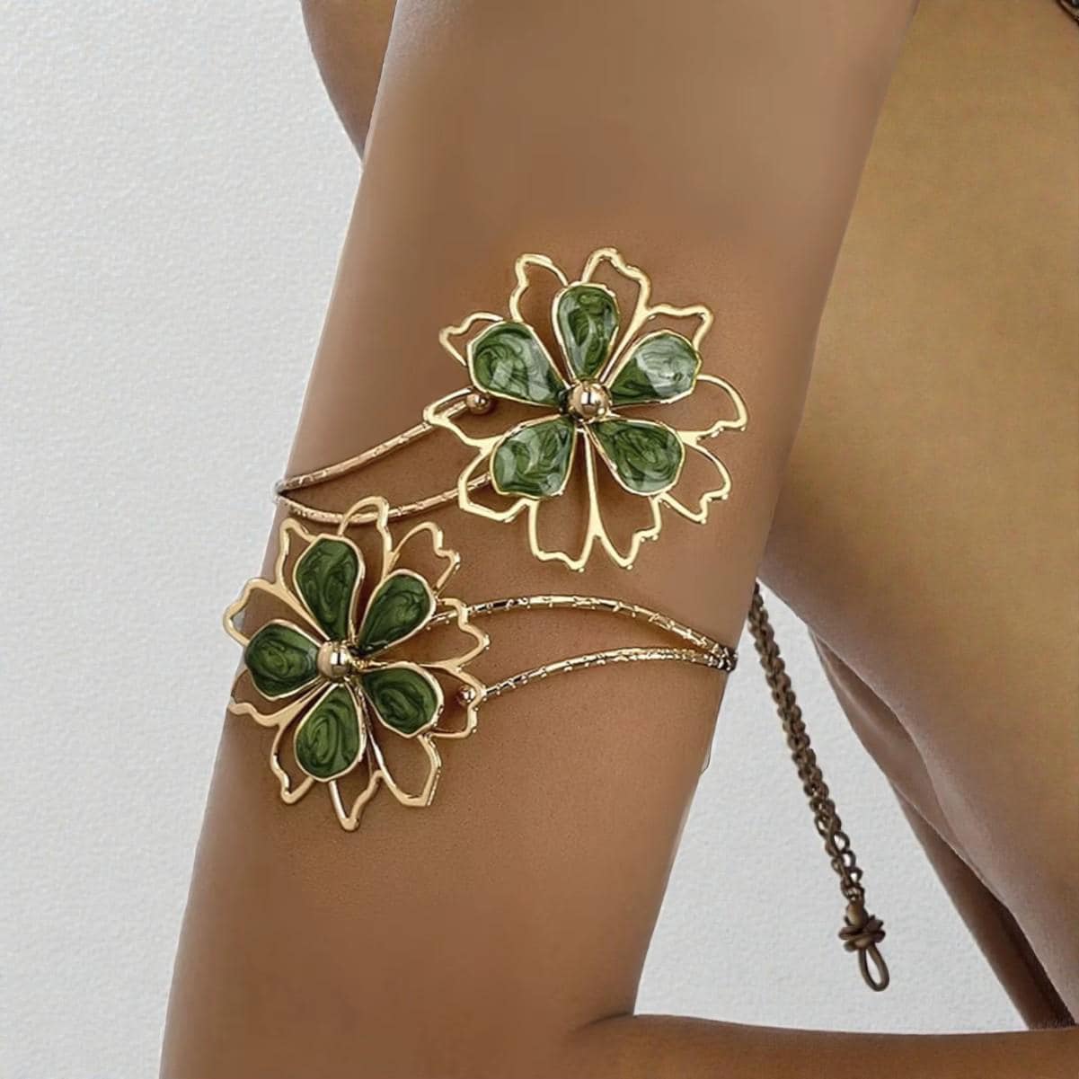 Colorful Hollow Flower Open Cuff Armband for Women – Trendy Spiral ...