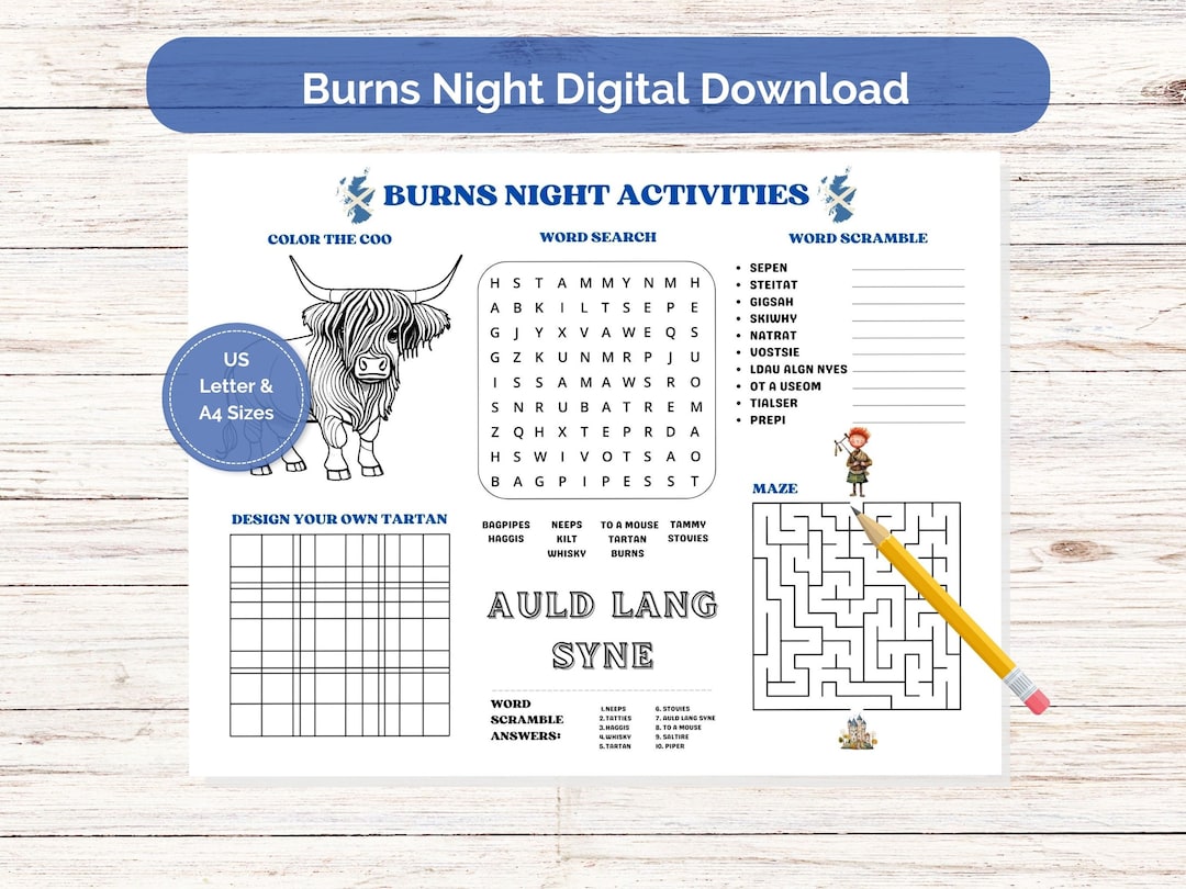 Scottish Themed | Burns Night & St Andrews Day Activity Games Printable ...