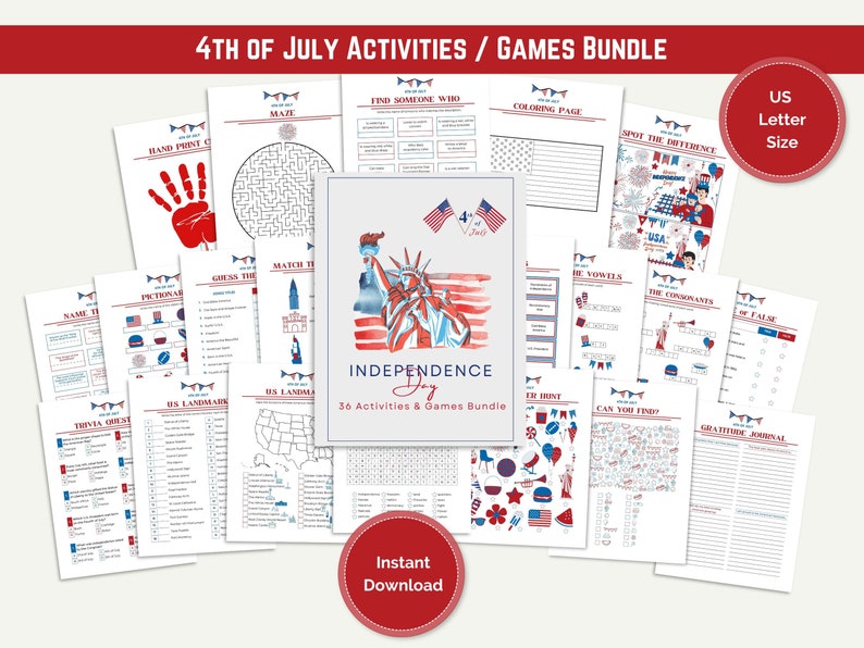 4th of July Activities and Games Bundle / Independence Day Patriotic ...