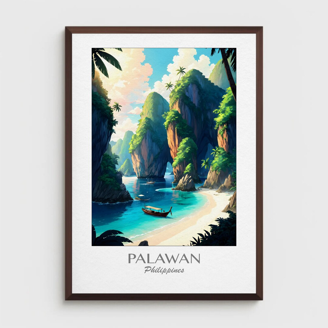 PALAWAN PHILIPPINES Printable Travel Poster Digital Drawing, Home Decor ...