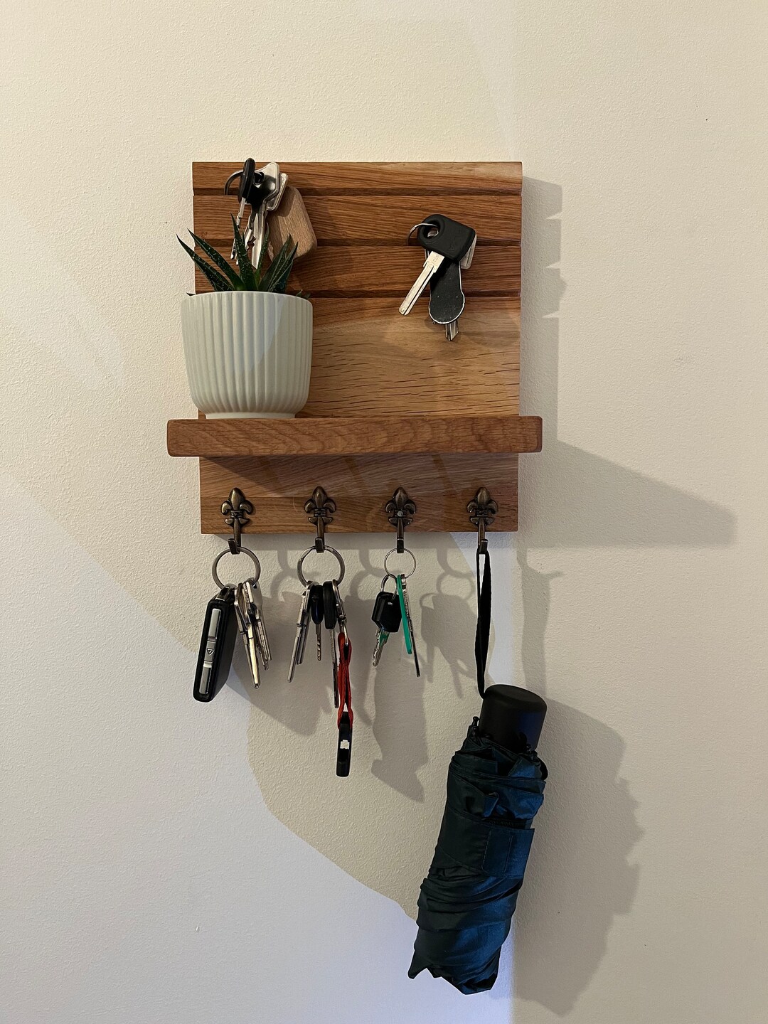 Key Rack 3 in 1 Key Slots/shelf/hack Made of Oak Wood - Etsy