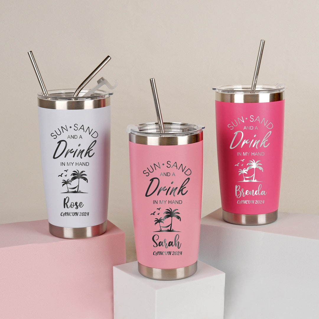Personalized Beach Tumbler for Girls Trip Vacation 20 OZ Tumbler Girls ...