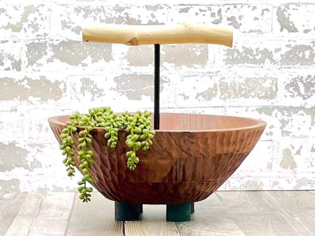 Textured Wooden Parrot Stand: Modern Tabletop Bird Perch - Etsy
