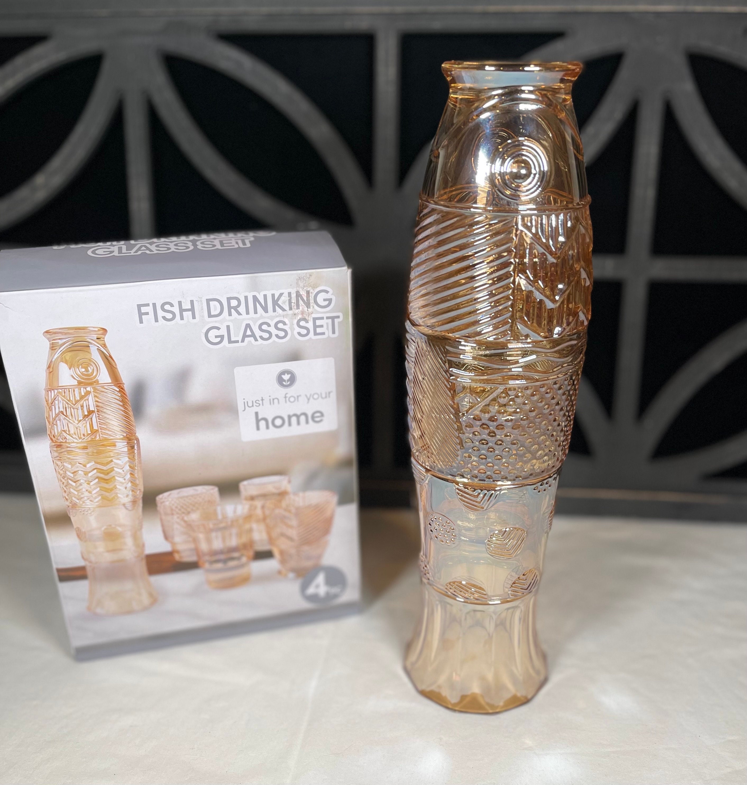 Stackable Glass Koi Fish Tumblers, Transparent, 4 Pcs, Stackable ...