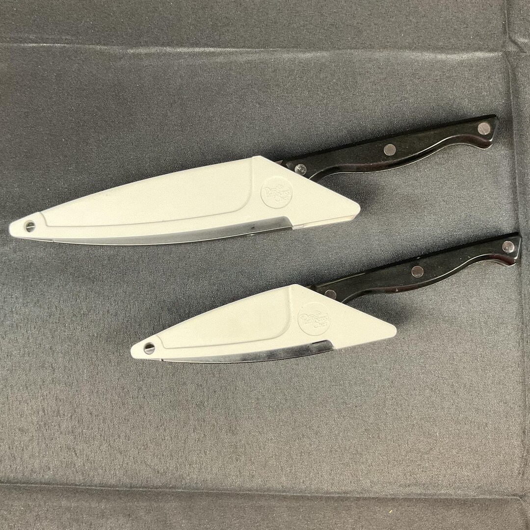 Lot of 2 Pampered Chef Knives W/ Sharpening Storage Cases 5” and 3 ...