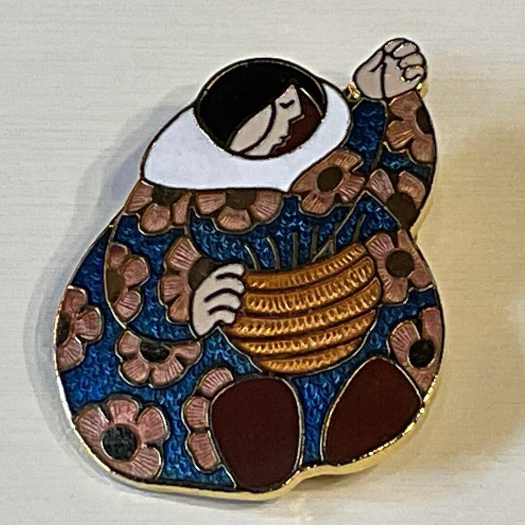 Vintage Cloisonné Inuit Basket Weaving Pin Brooch Barbara Lavallee ...
