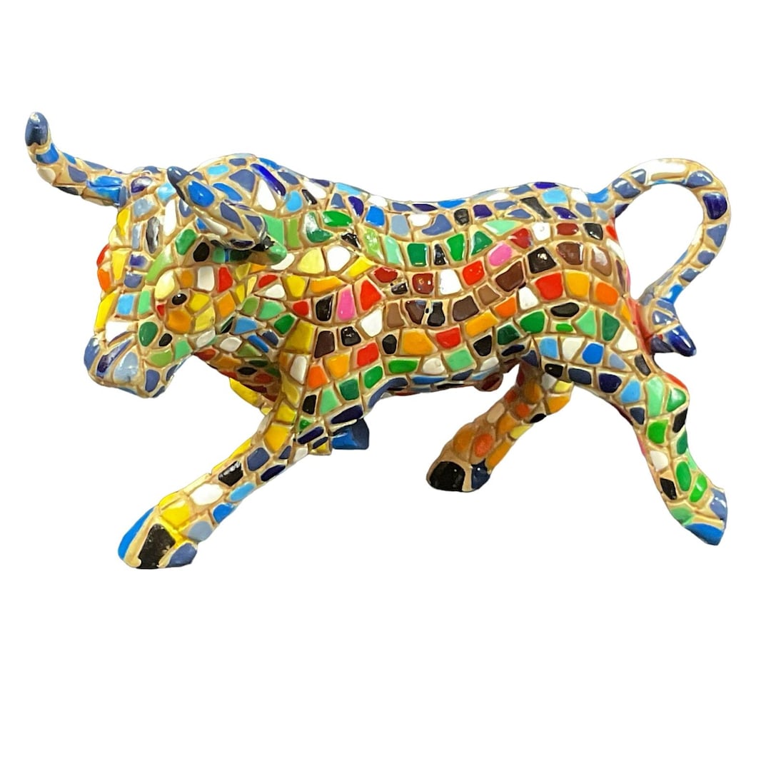 Mosiac Bull Spanish Spain Toro Statue Figurine Catalan Style Barcino ...