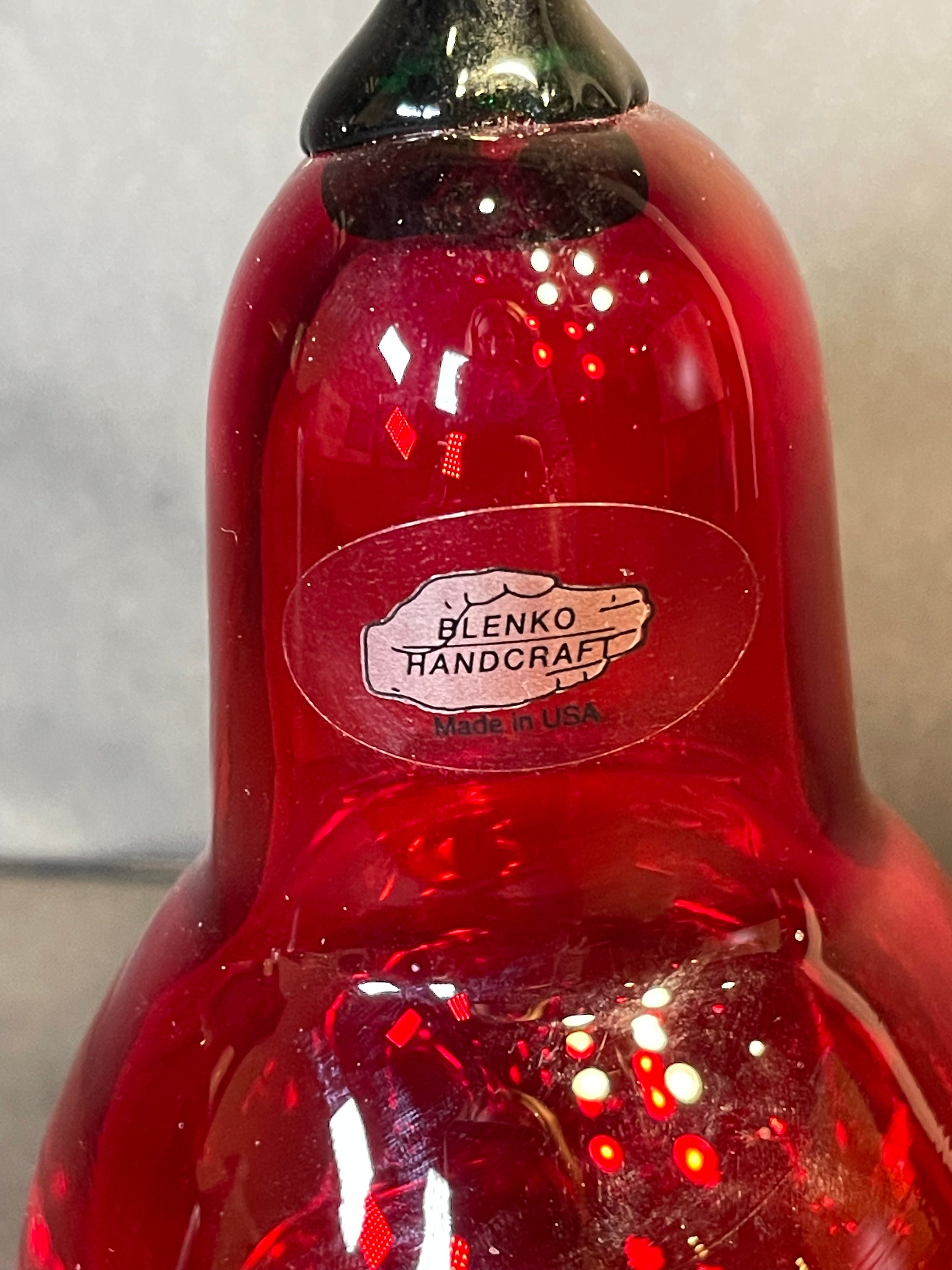 Blenko Hand Blown Red Glass Pear W/ Label Made in USA - Etsy