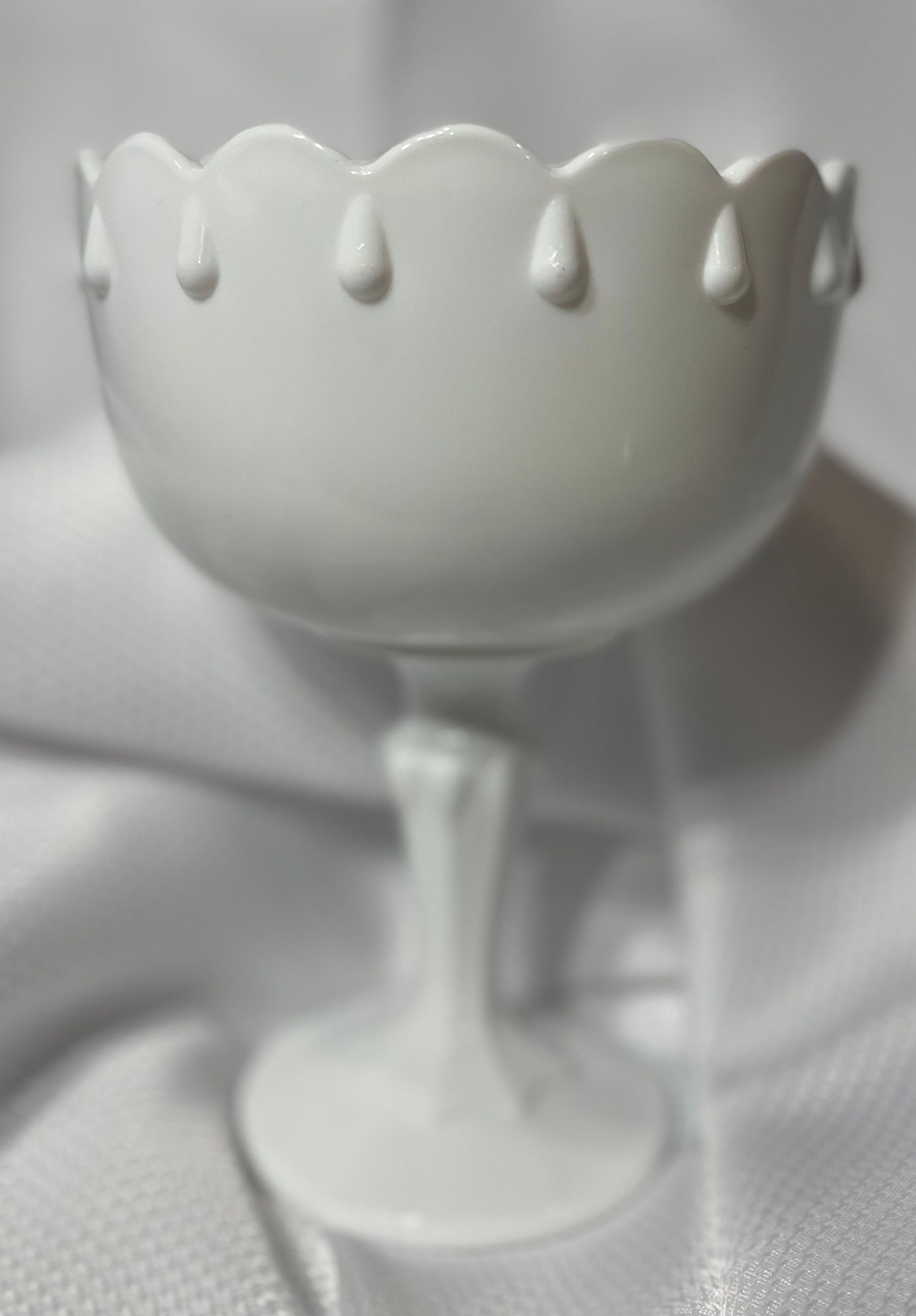 Vintage Indiana Milk Glass Pedestal Compote With Teardrop Pattern - Etsy