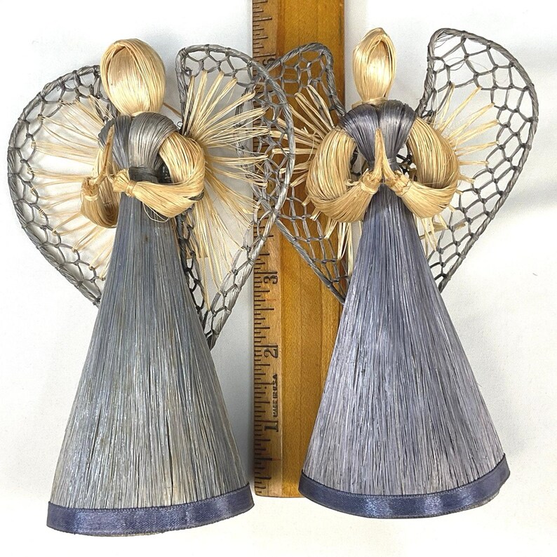 Vintage Straw Angels Set of 6 Christmas Ornaments Made in Philippines ...