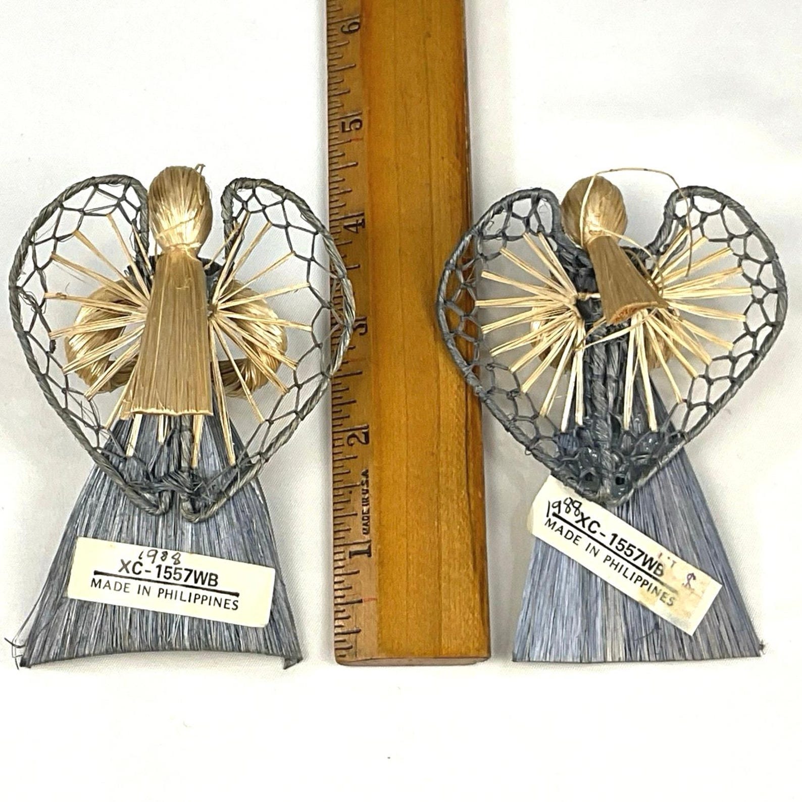 Vintage Straw Angels Set of 6 Christmas Ornaments Made in Philippines ...