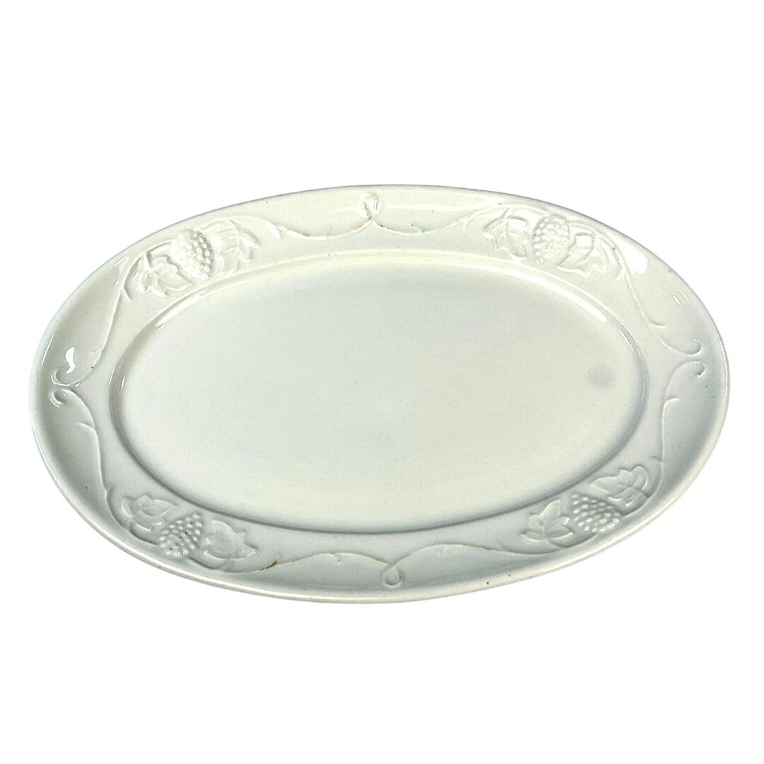 Vintage Red Cliff Ironstone Oval Serving Tray Dish Grapes Motif White ...