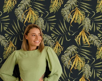 Luxury Dark Tropical Non-gold Wallpaper Wall Decor Home Renovation Wall ...