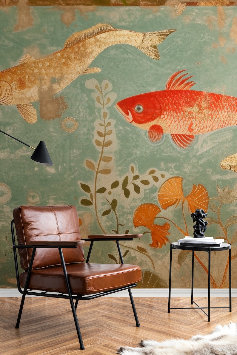 Aquarium Wallpaper, Fish Pattern Wall Decor Home Renovation Wall Art ...