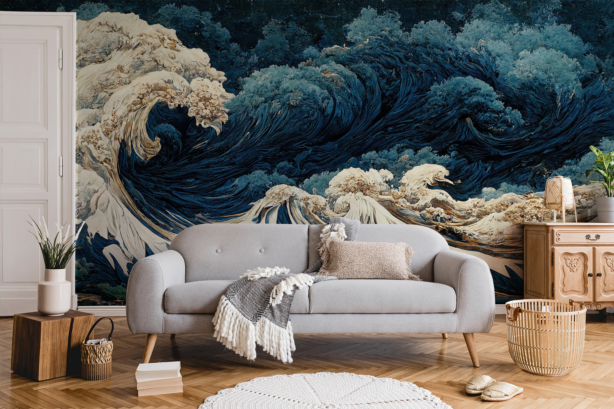 Dark Sea Waves Abstract Marine Wallpaper Wall Decor Home Renovation ...