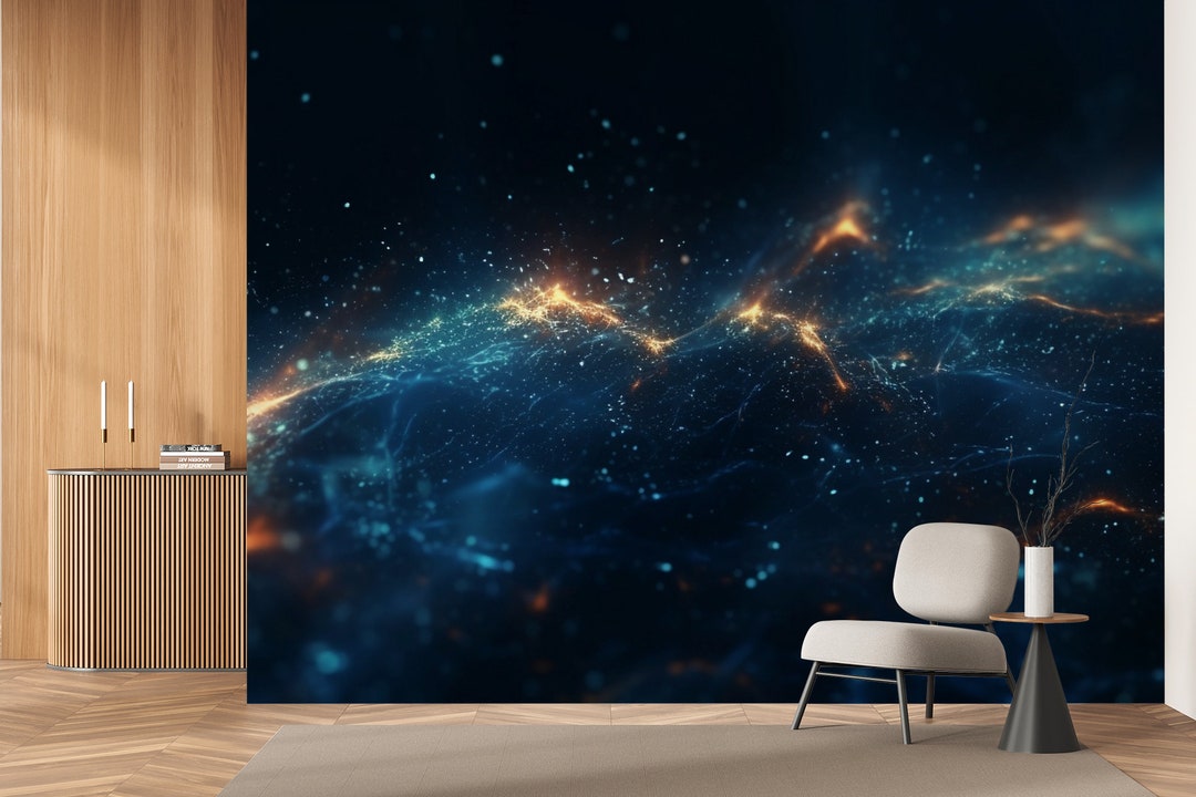 Abstract Dark Blue Flash Wallpaper | Wall Decor | Home Renovation ...