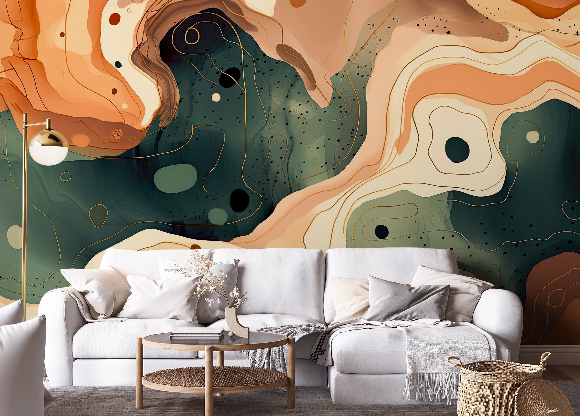 Wavy Abstract Wall Mural | Wall Decor | Home Renovation | Wall Art ...