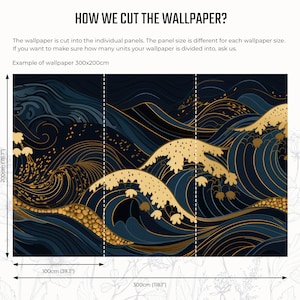 Japanese Style Wall Mural, Wave Pattern | Wall Decor | Home Renovation ...