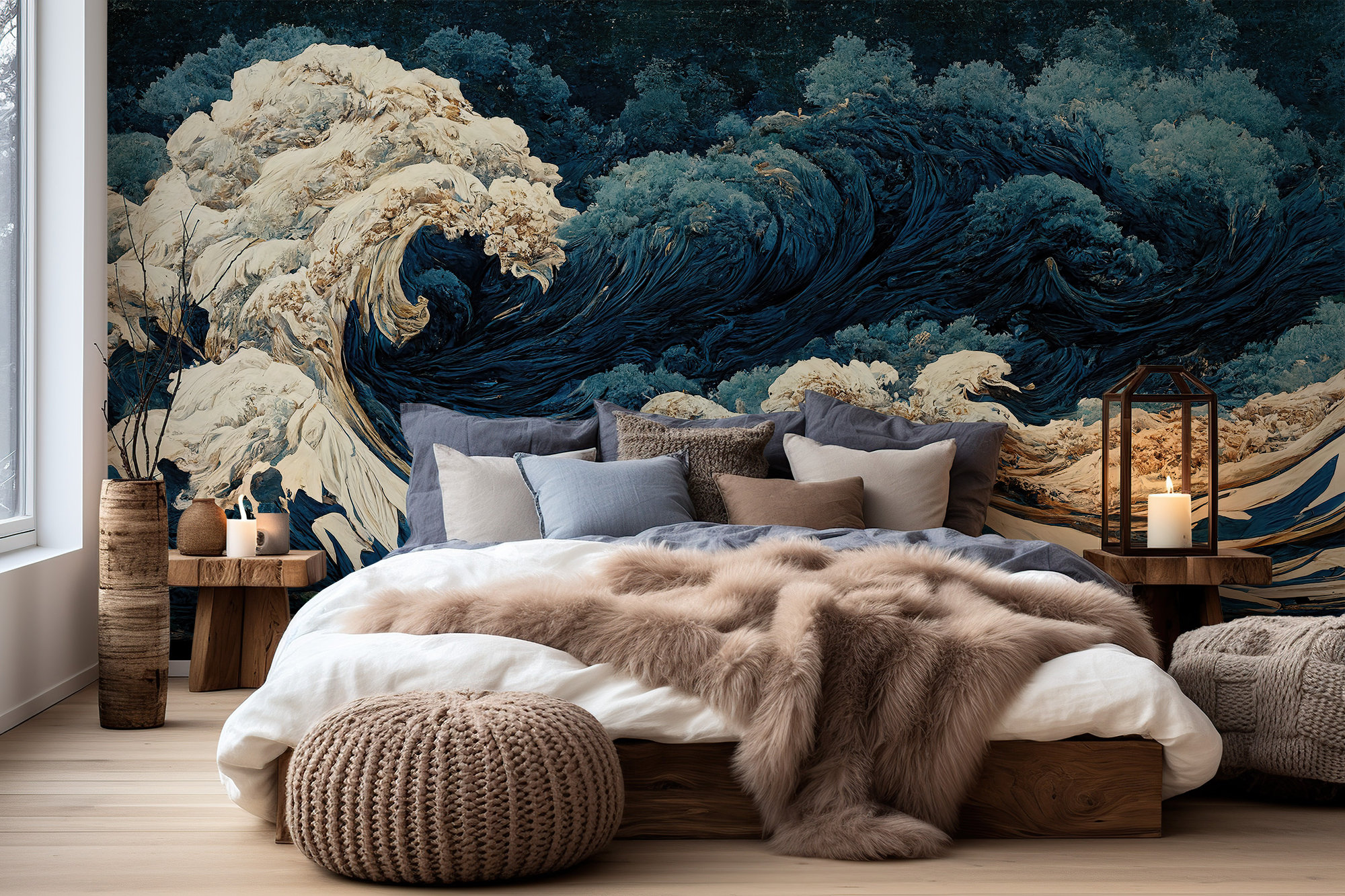 Dark Sea Waves Abstract Marine Wallpaper Wall Decor Home Renovation ...