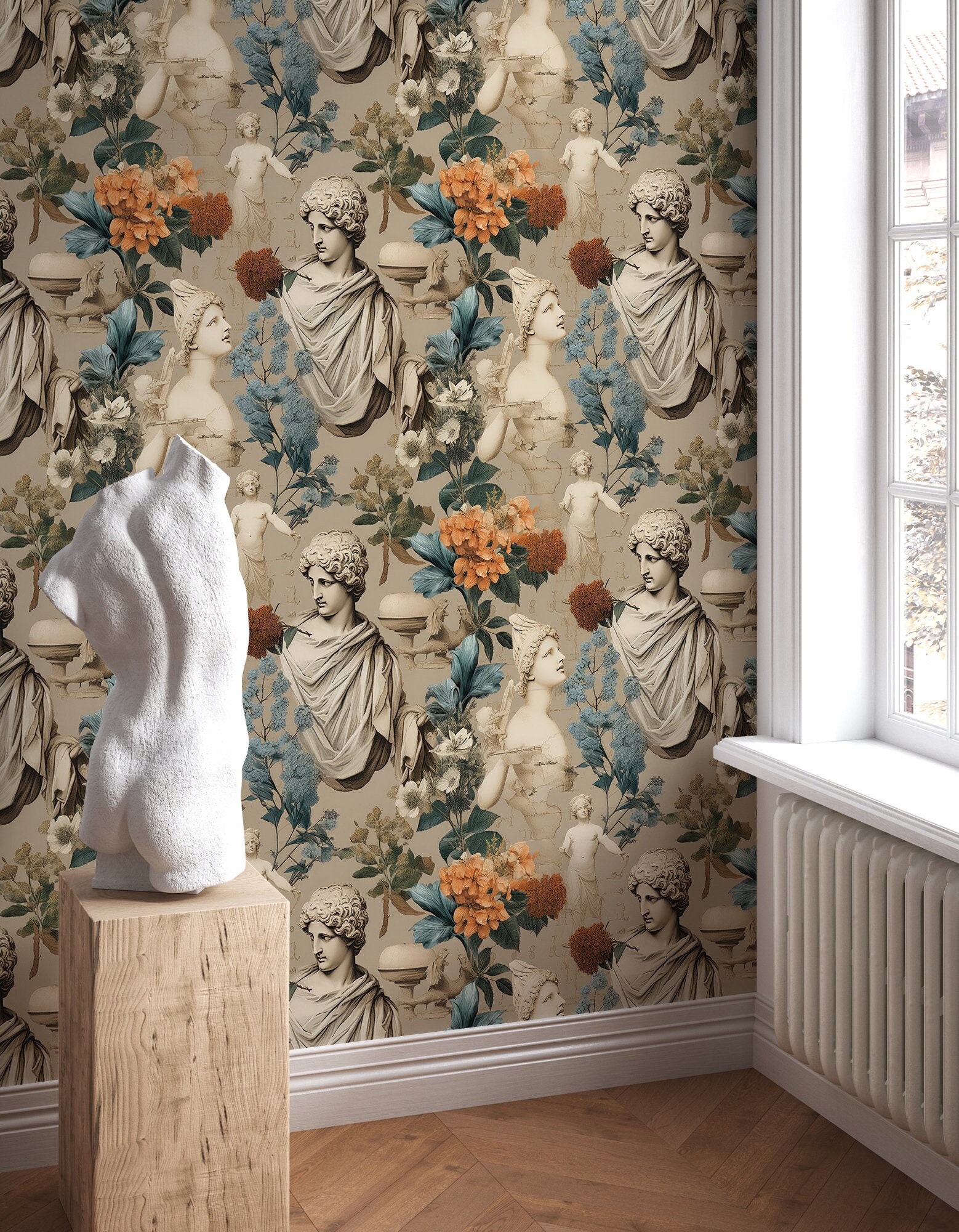 Ancient Roman Empire Wallpaper With Statue | Wall Decor | Home ...