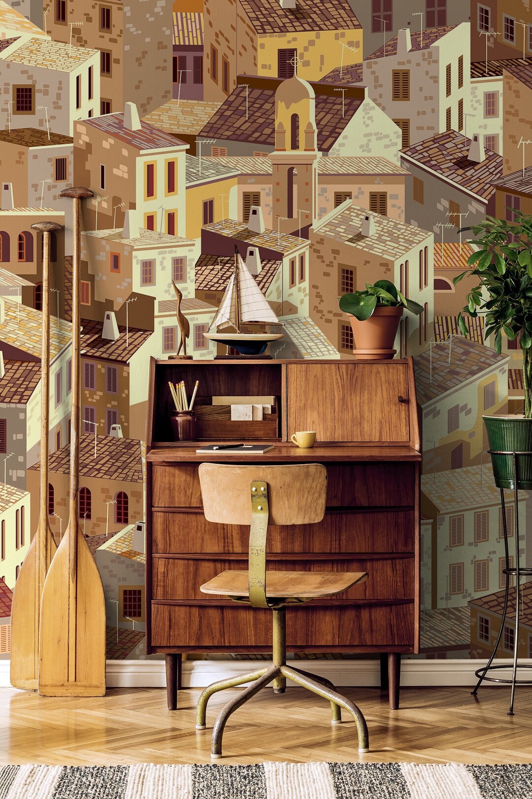 Colorful House Wallpaper | Wall Decor | Home Renovation | Wall Art ...