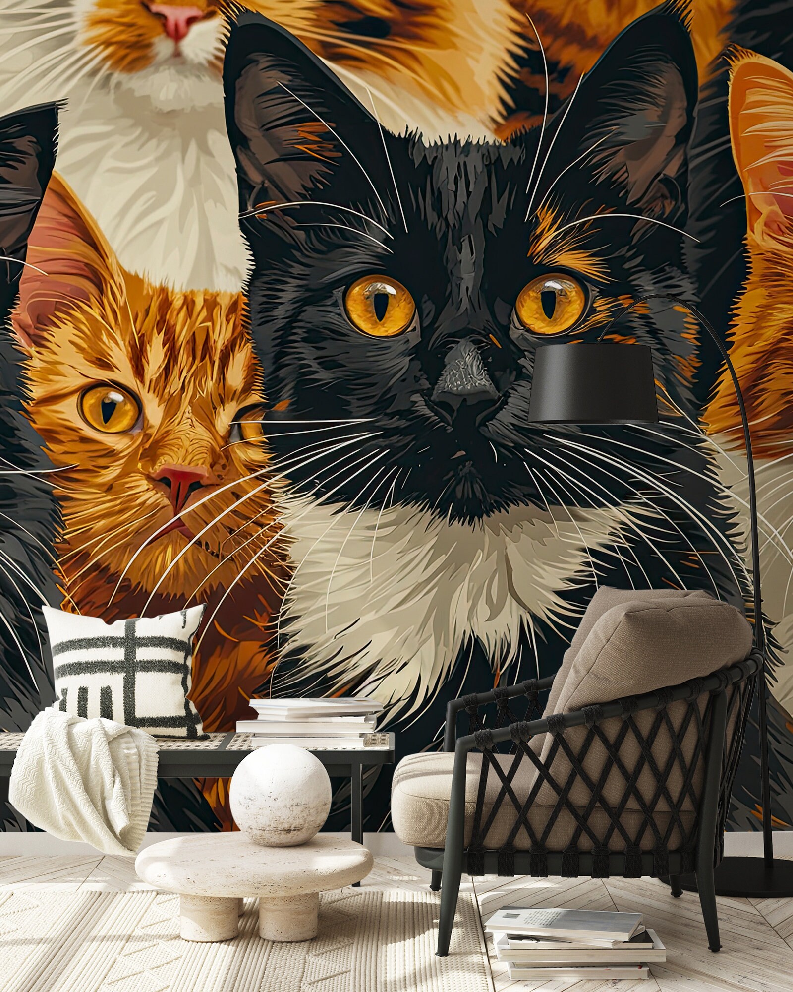 Kitties Wallpaper, Cute Mural With Cats | Wall Decor | Home Renovation ...