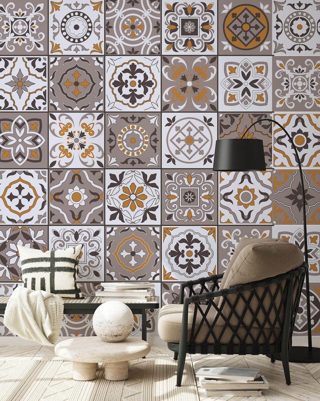 Moroccan Tile Wallpaper, Portuguese Patten | Wall Decor | Home ...