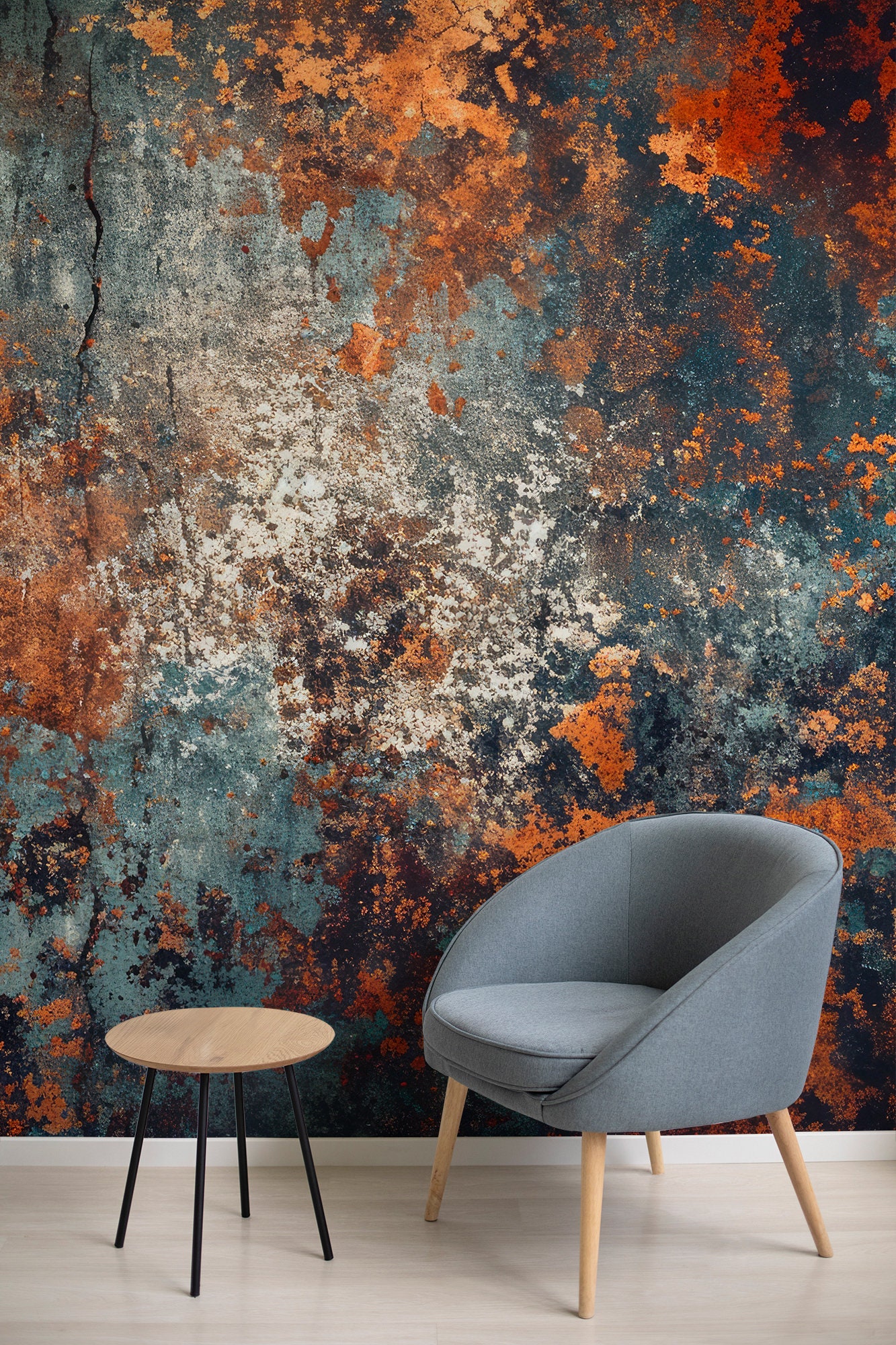 Grunge Rusty Gray Wall Mural Wall Decor Home Renovation Wall Art Peel ...