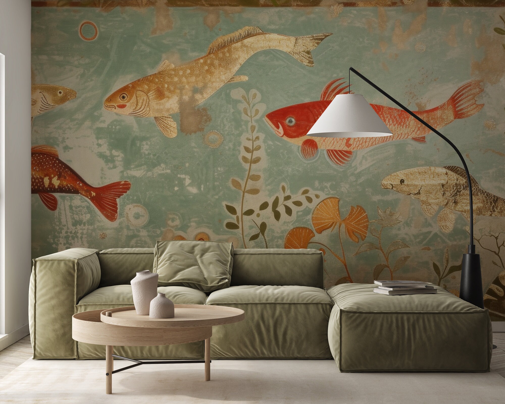 Aquarium Wallpaper, Fish Pattern Wall Decor Home Renovation Wall Art ...