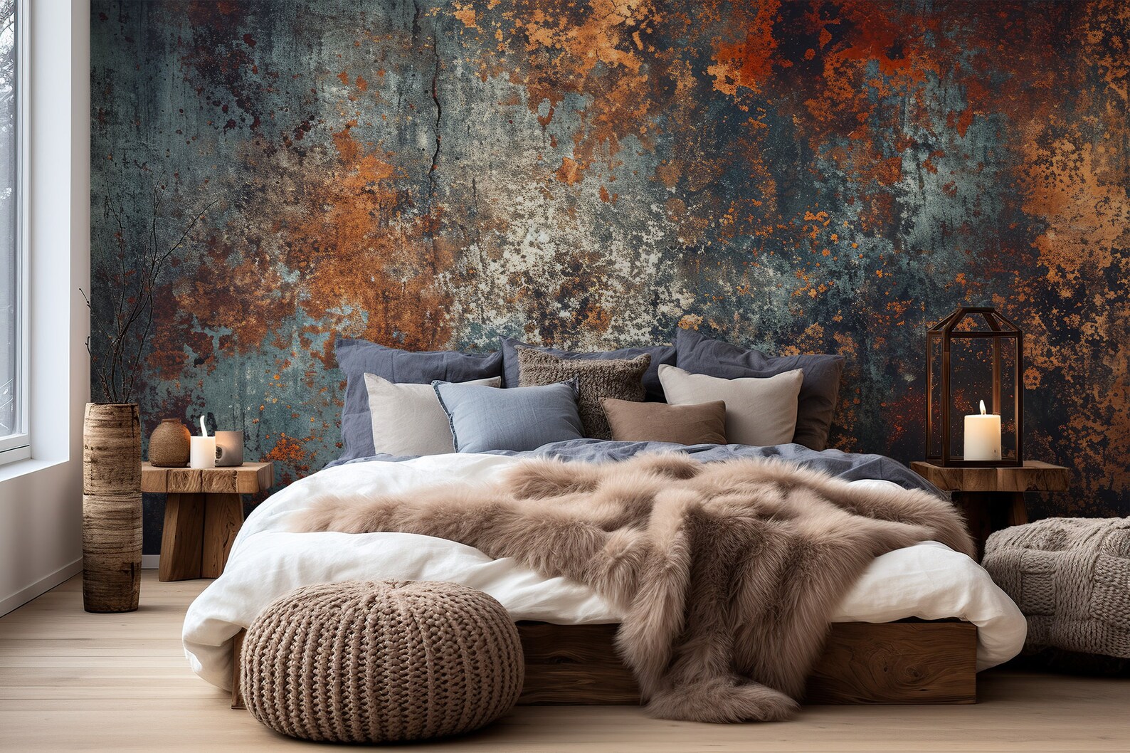 Grunge Rusty Gray Wall Mural | Wall Decor | Home Renovation | Wall Art ...