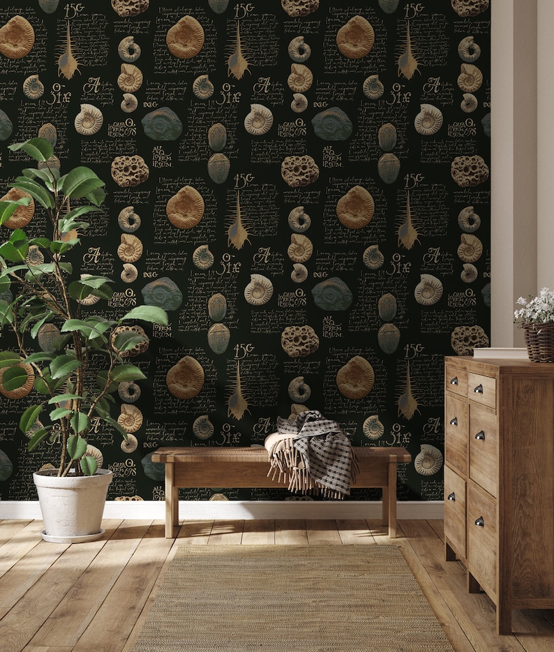 Abstract Fossils Wallpaper Wall Decor Home Renovation Wall Art Peel and ...