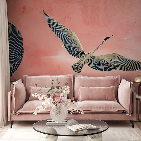 Vinyl Crane Wallpaper - Etsy