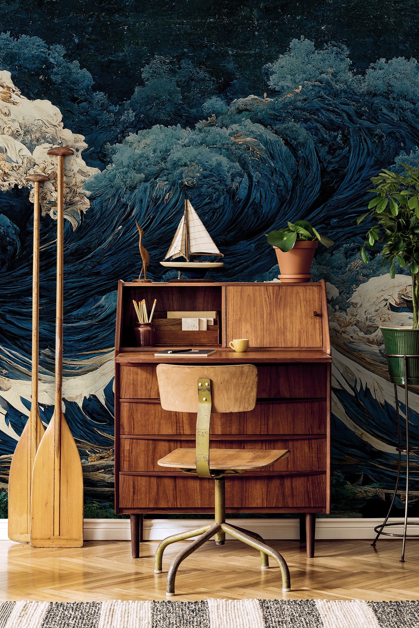 Dark Sea Waves Abstract Marine Wallpaper Wall Decor Home Renovation ...