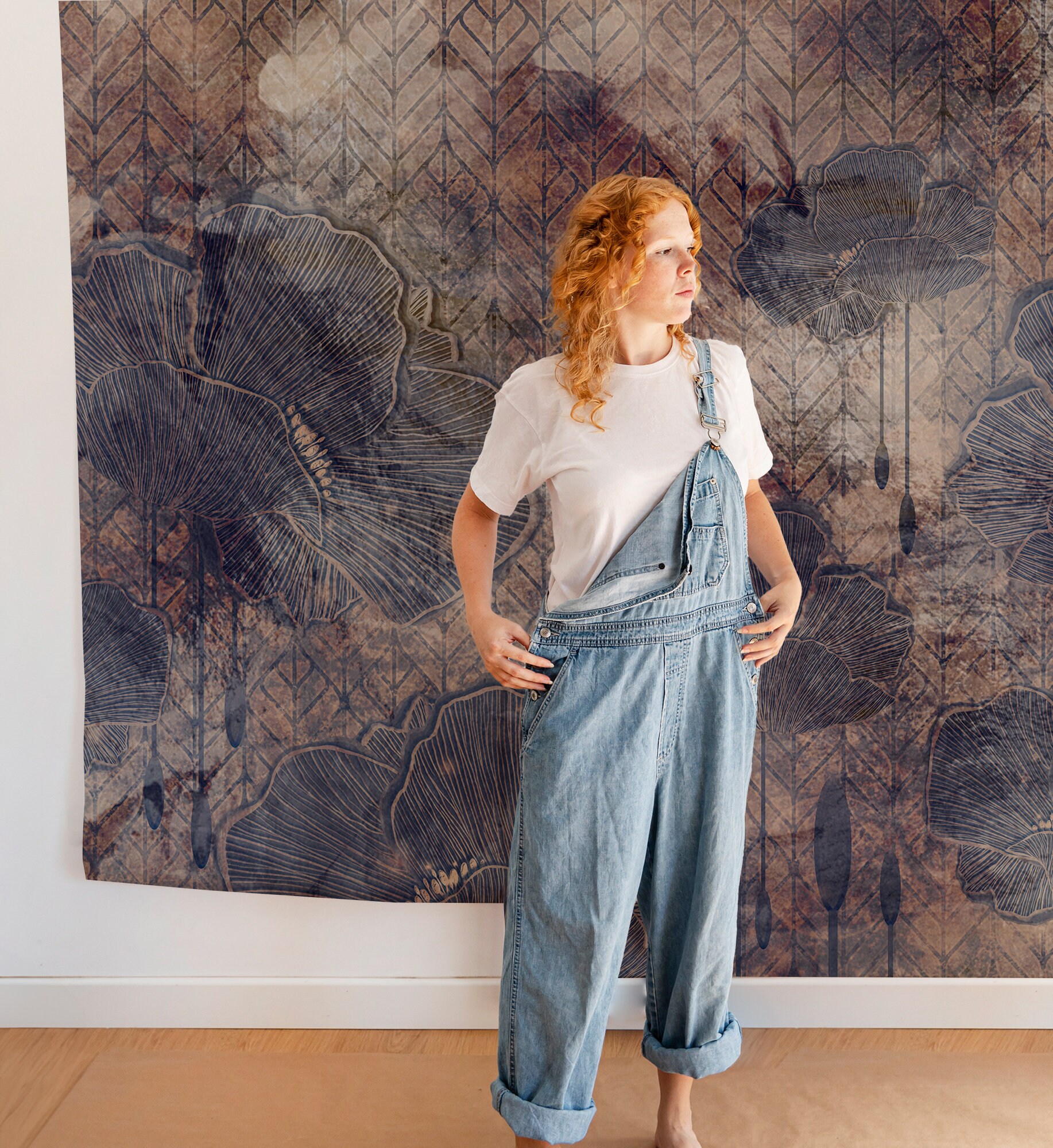 Dark Grunge Floral Geometric Wall Mural | Wall Decor | Home Renovation ...
