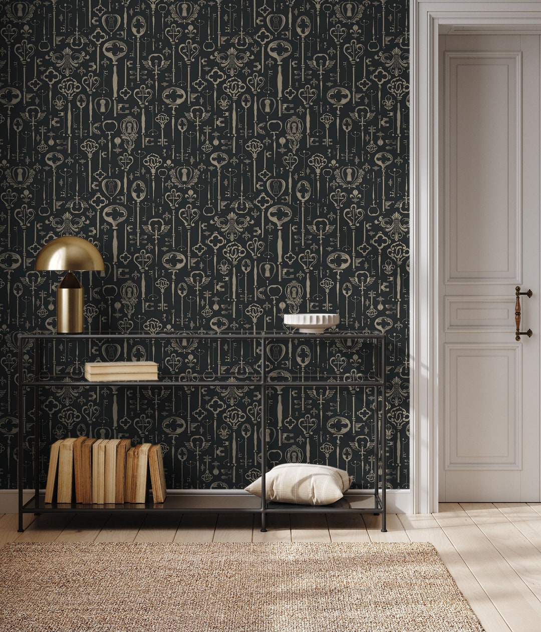 Retro Style Wallpaper, Keys and Keyholes | Wall Decor | Home Renovation ...