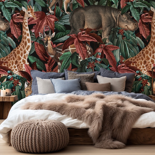 Safari Leaf Wallpaper - Etsy