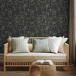 Retro Style Wallpaper, Keys and Keyholes | Wall Decor | Home Renovation ...