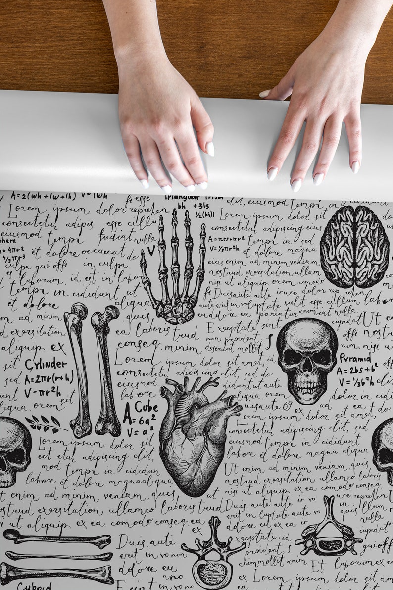 Black and White Wallpaper, Skull and Bone | Wall Decor | Home ...