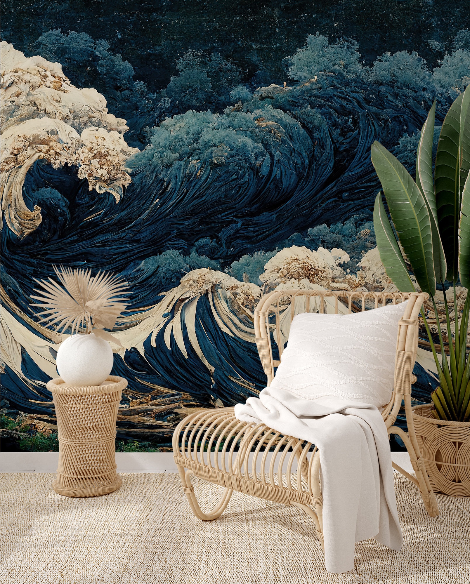 Dark Sea Waves Abstract Marine Wallpaper Wall Decor Home Renovation ...