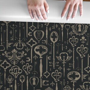 Retro Style Wallpaper, Keys and Keyholes | Wall Decor | Home Renovation ...