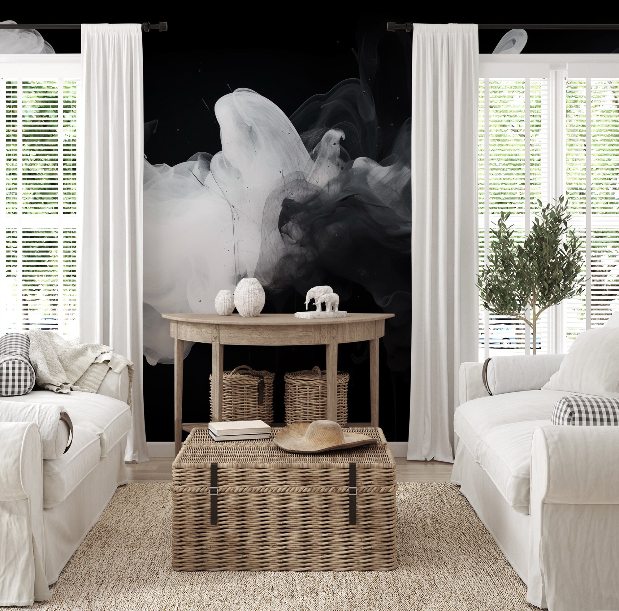 Smoke Wallpaper, Dark Abstract Wall Mural Wall Decor Home Renovation ...
