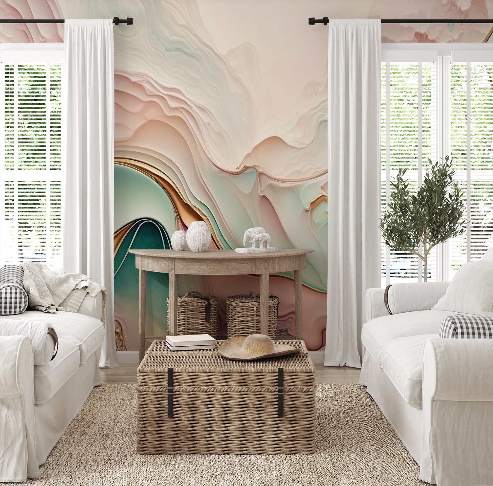 Modern Abstract Pastel Pink Wallpaper Wall Decor Home Renovation Wall ...