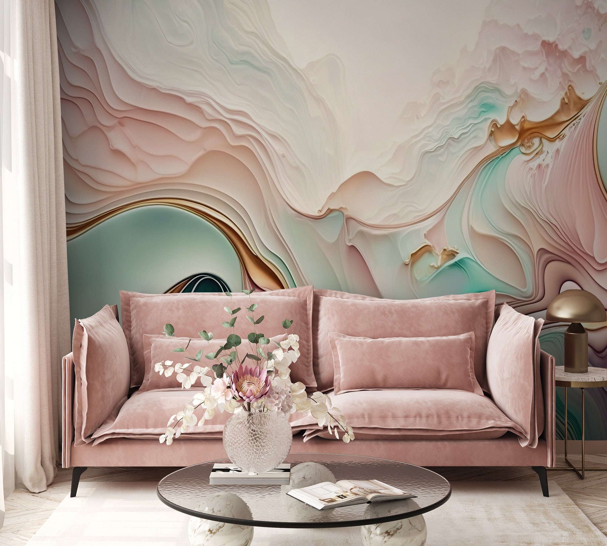 Modern Abstract Pastel Pink Wallpaper Wall Decor Home Renovation Wall ...