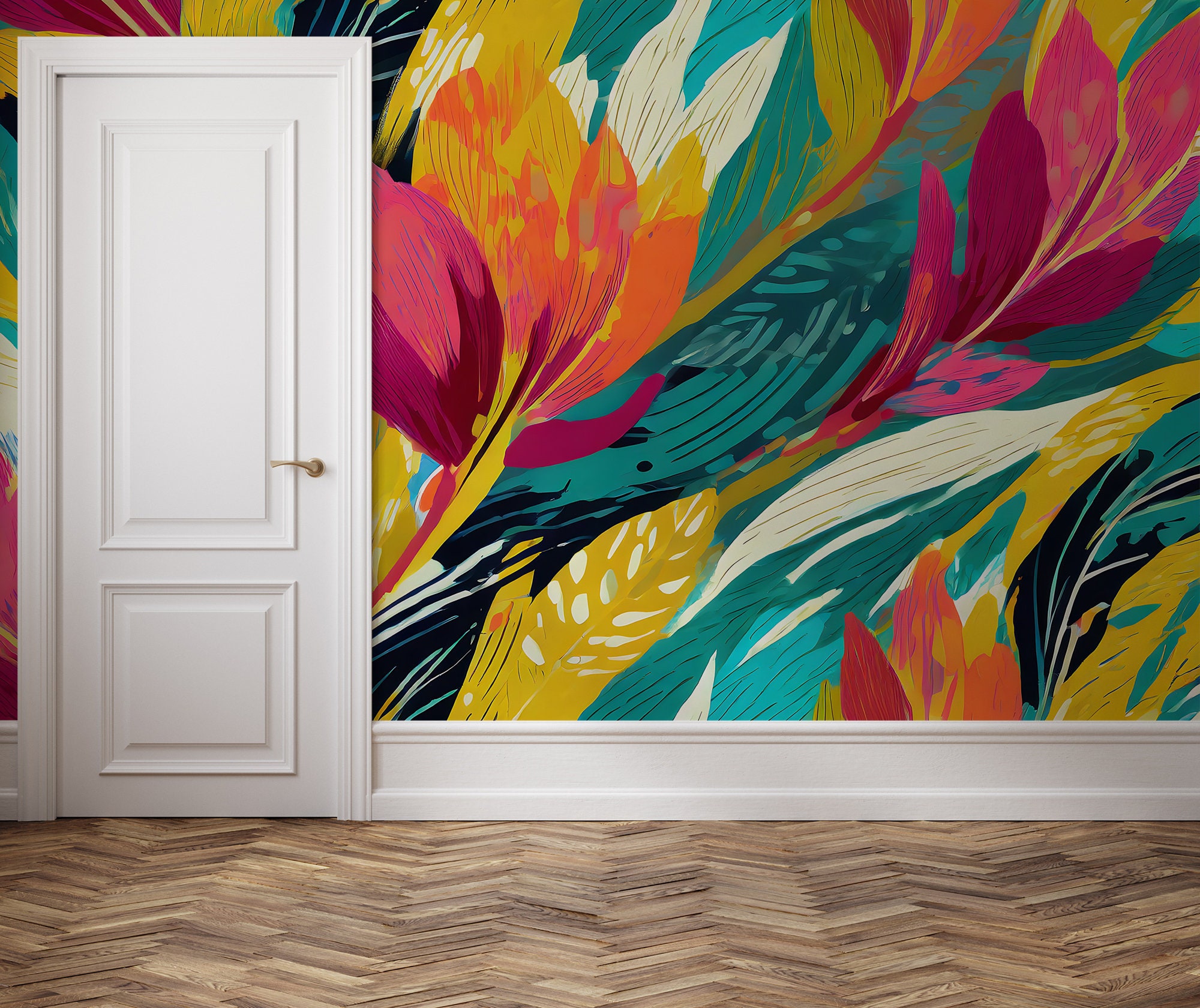 Abstract Colorful Floral Wallpaper | Wall Decor | Home Renovation ...