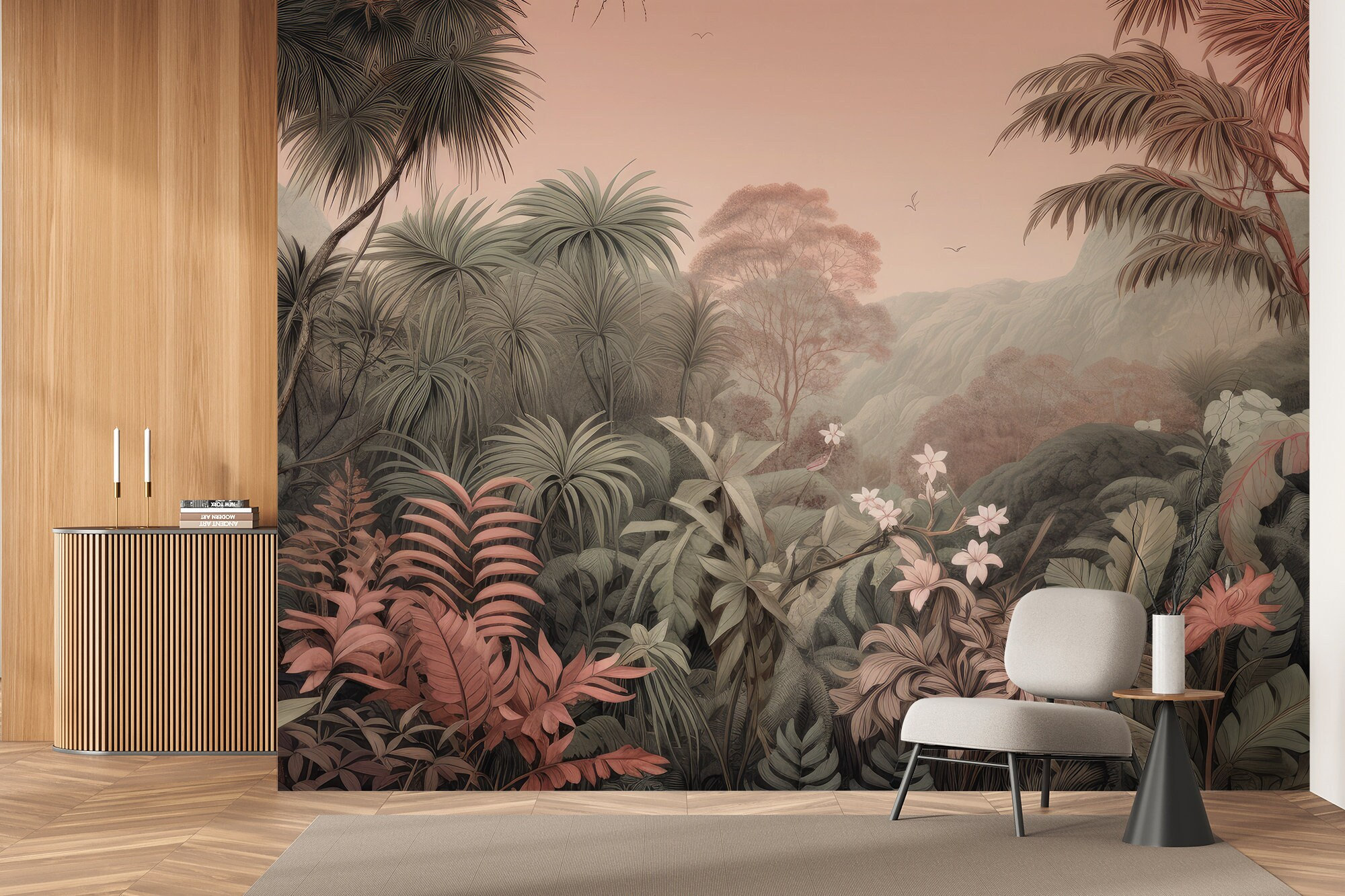 Retro Wallpaper, Jungle Tropical Landscape | Wall Decor | Home ...