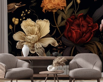 Abstract Floral Wallpaper With Natural Grunge Wall Decor Home ...